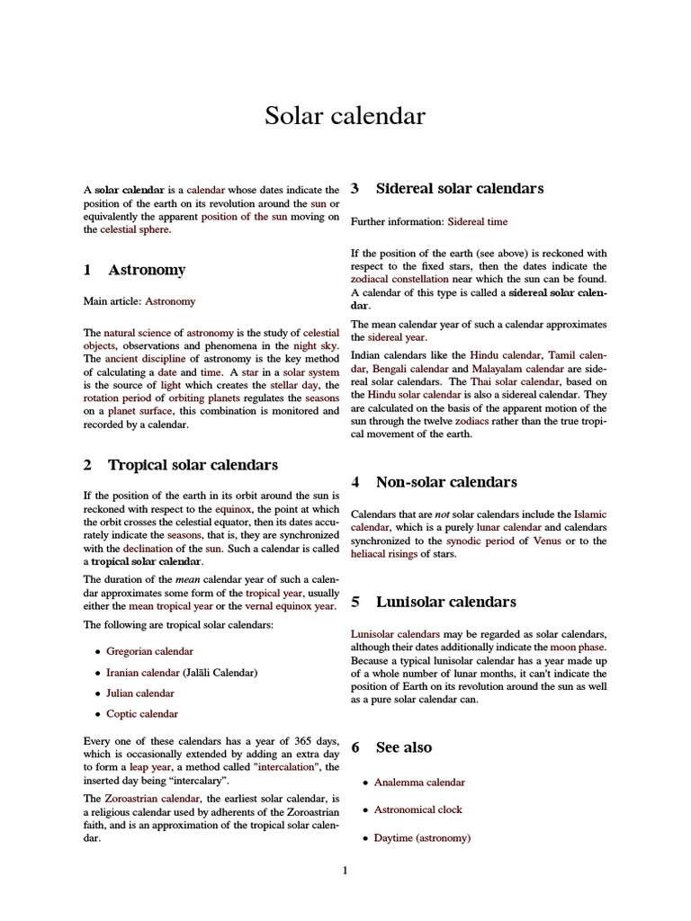 Solar Calendar | PDF | Calendar | Outer Space