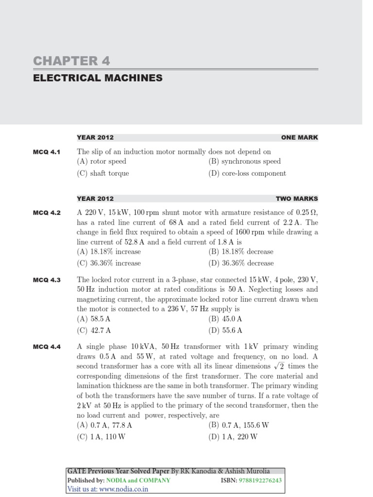 Electrical Machines | PDF | Transformer | Electric Motor