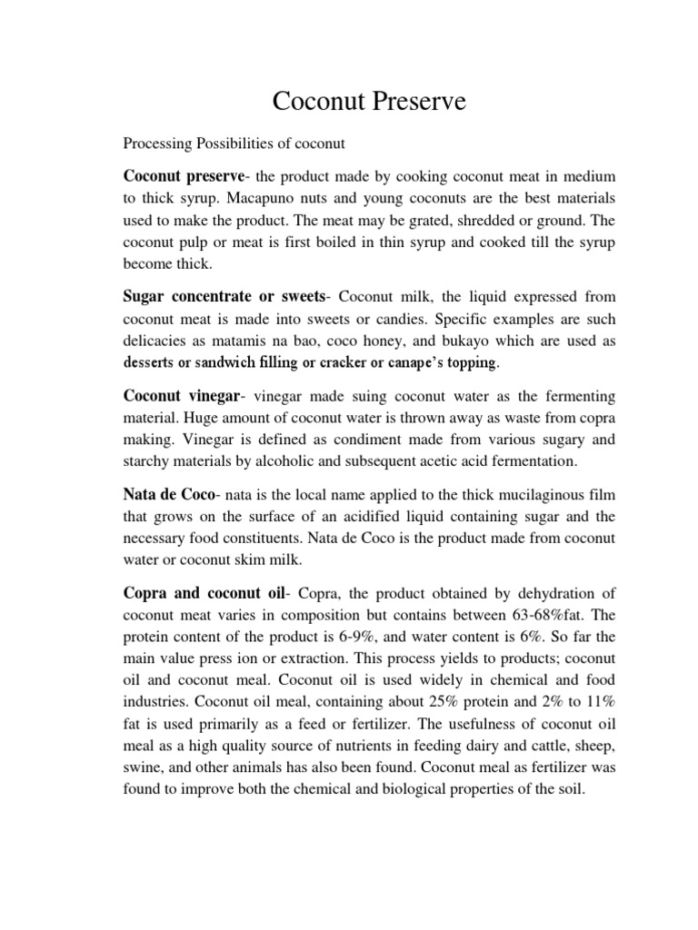 Coconut Preserve | PDF | Coconut | Flour