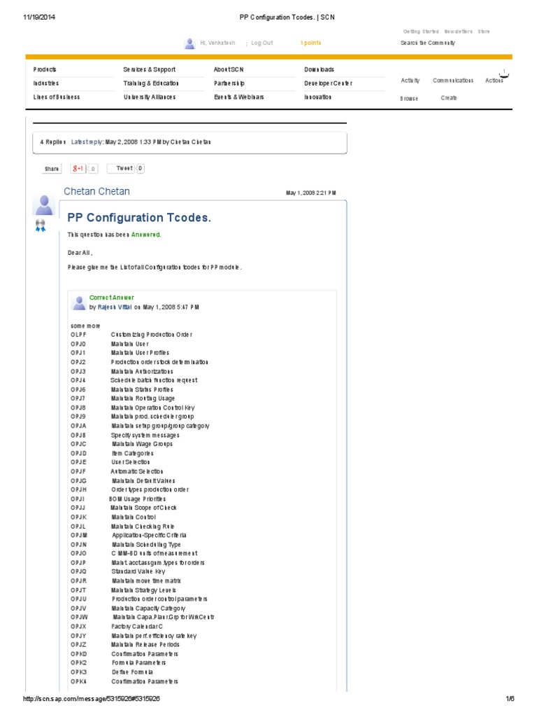PP Configuration Tcodes | PDF | Computing | Software