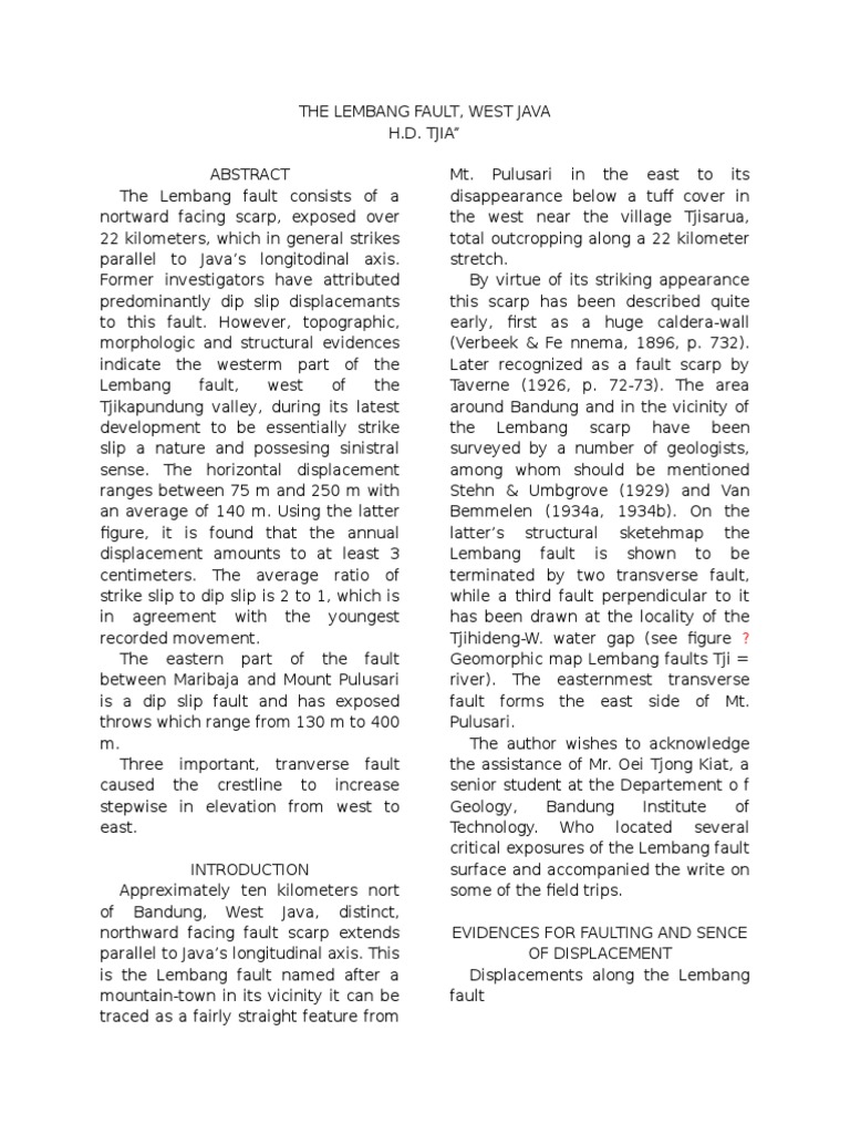 The Lembang Fault | Download Free PDF | Structural Geology | Fault ...