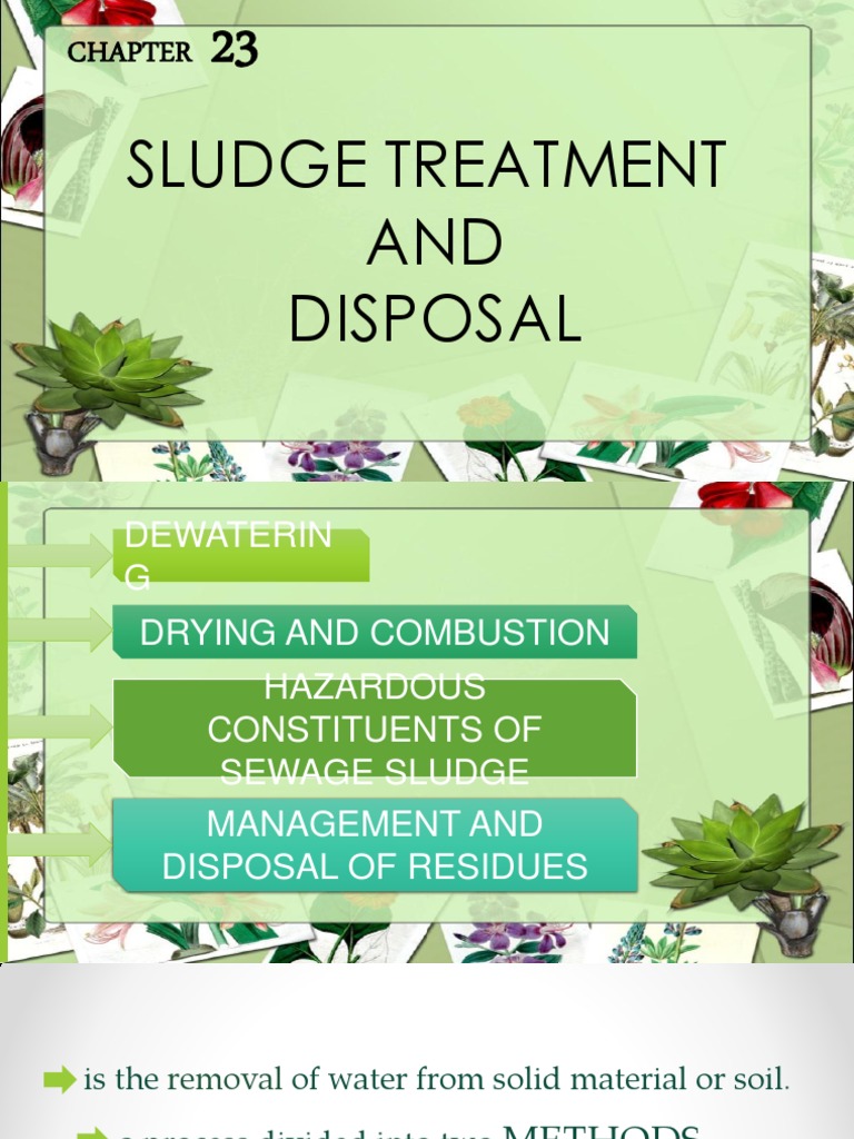 Sludge Treatment and Disposal | PDF | Filtration | Sewage Treatment