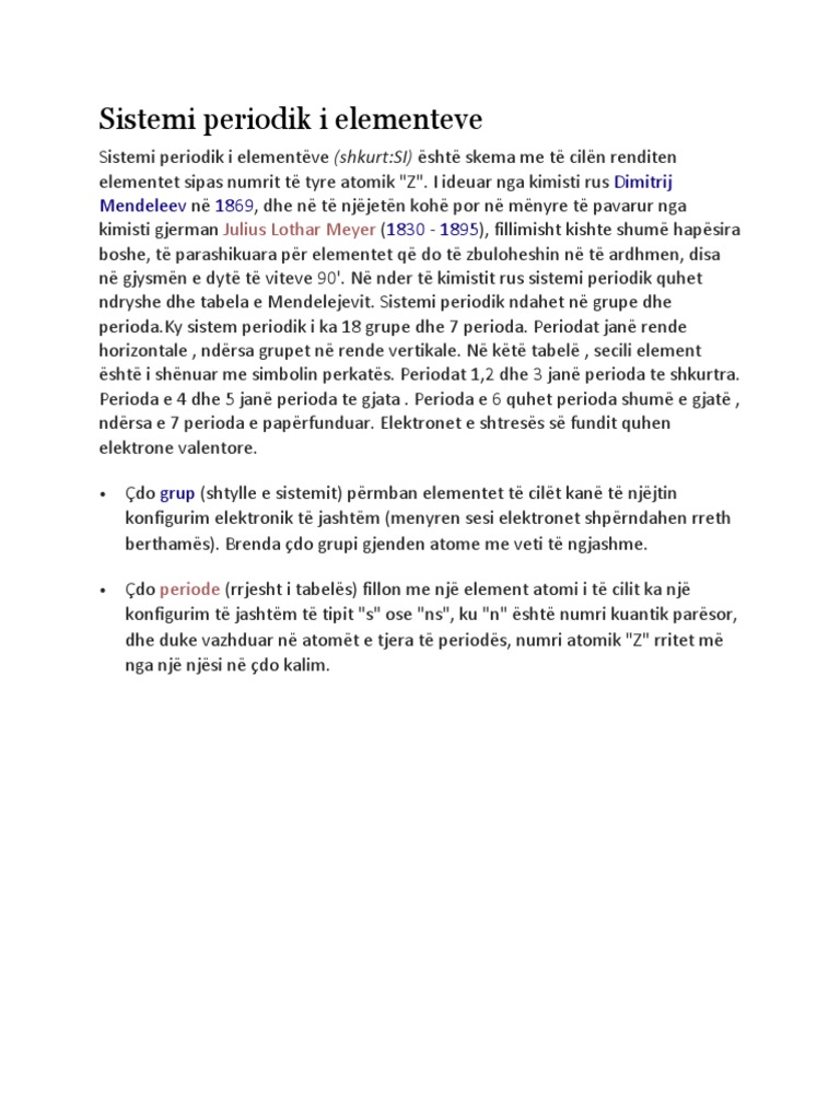 Sistemi Periodik I Elementeve | PDF