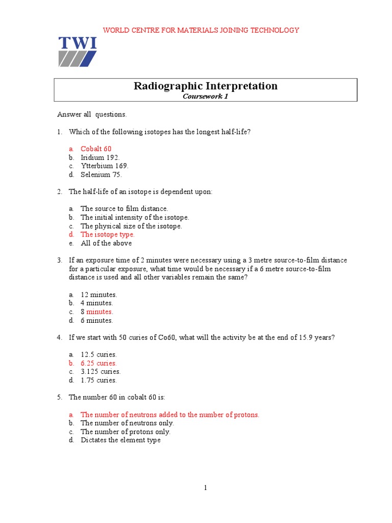 RI CW 1 | PDF | Radiography | Welding