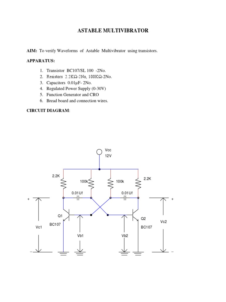 Astable Multivibrator Waveform Verification | PDF