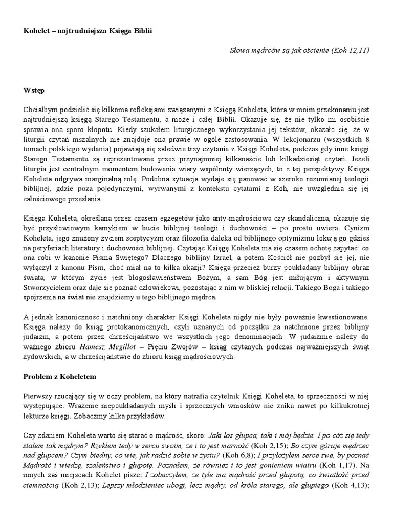 Kohelet - Marcin Majewski | PDF
