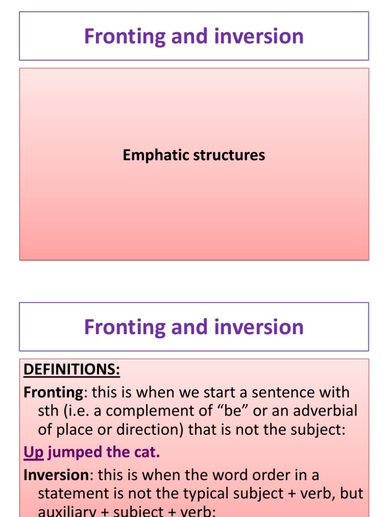 Fronting and Inversion | PDF | Subject (Grammar) | Verb