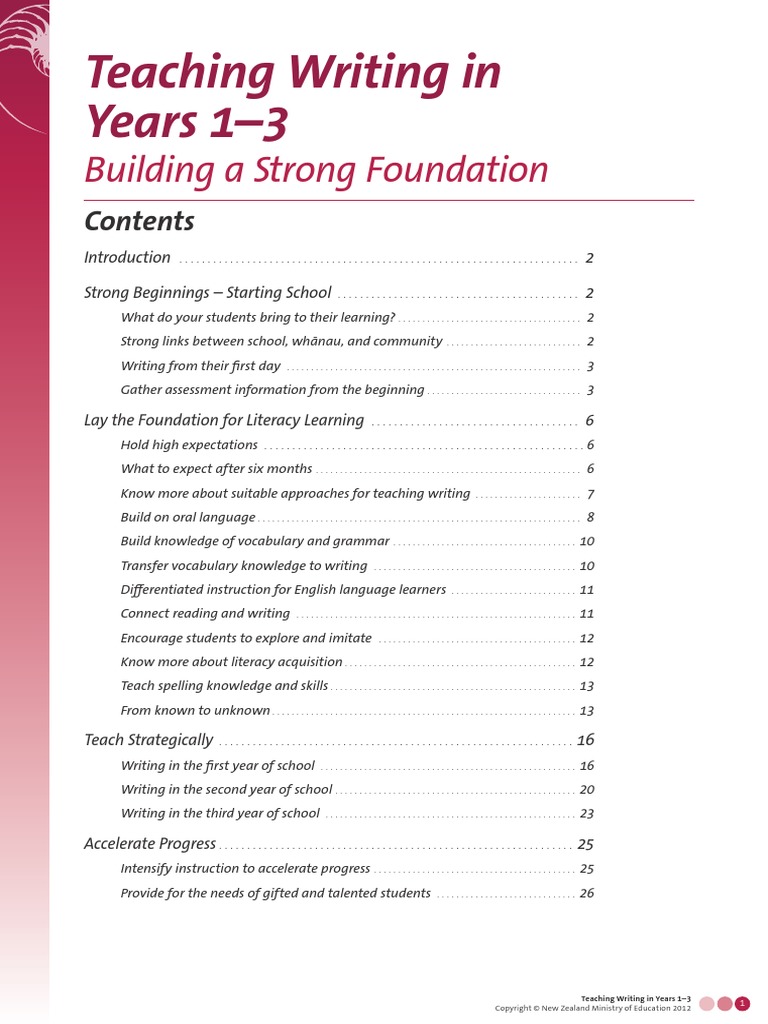 Teaching Writing in Years 1-3 | PDF | English As A Second Or Foreign ...