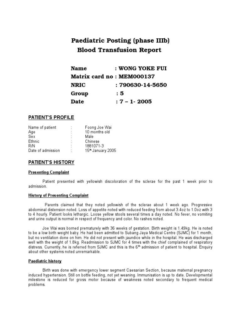 Paediatric Blood Transfusion | Blood Transfusion | Anemia