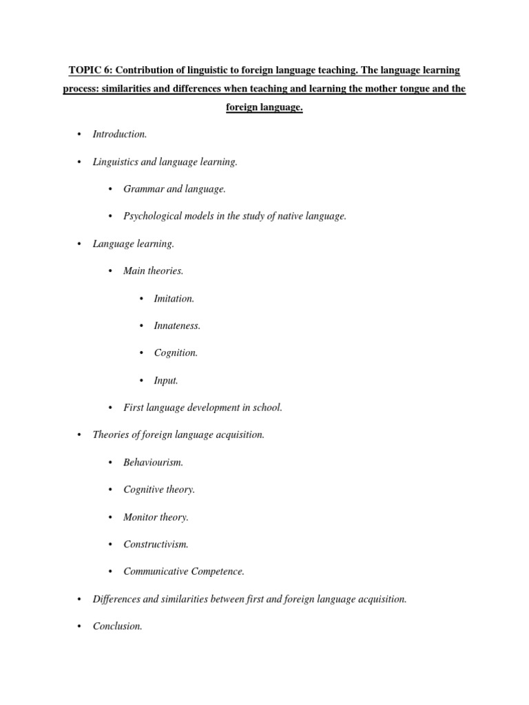 Topic 6 | PDF | Language Acquisition | Second Language Acquisition