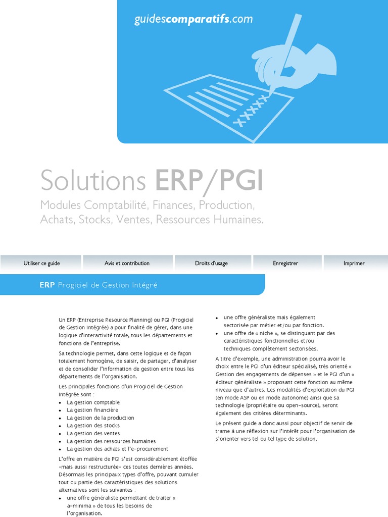 Guide Erp Pgi | Progiciel de gestion intégré | Gestion de la chaîne logistique