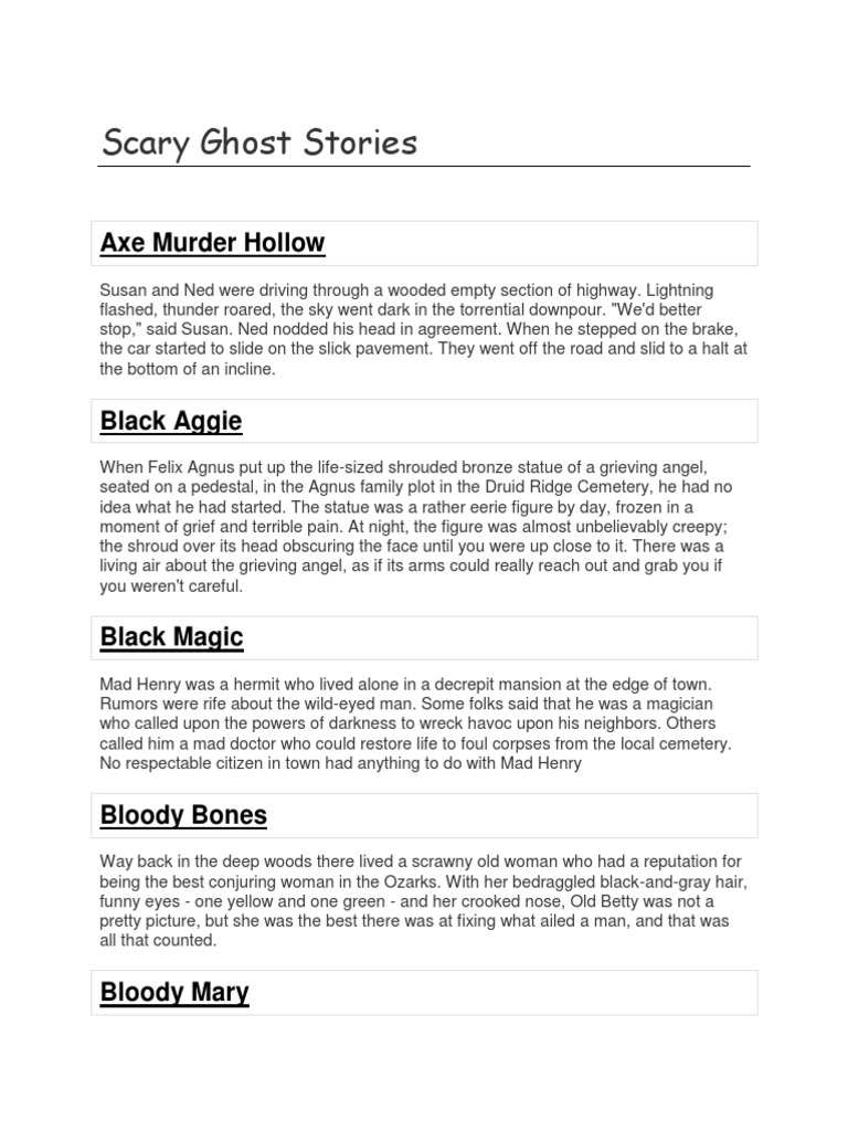 Scary Ghost Stories: Axe Murder Hollow | PDF