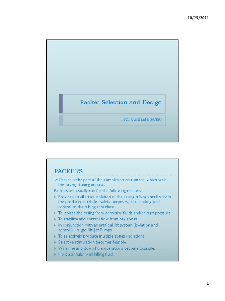 Packer Selection and Design-1 | PDF | Casing (Borehole) | Building ...