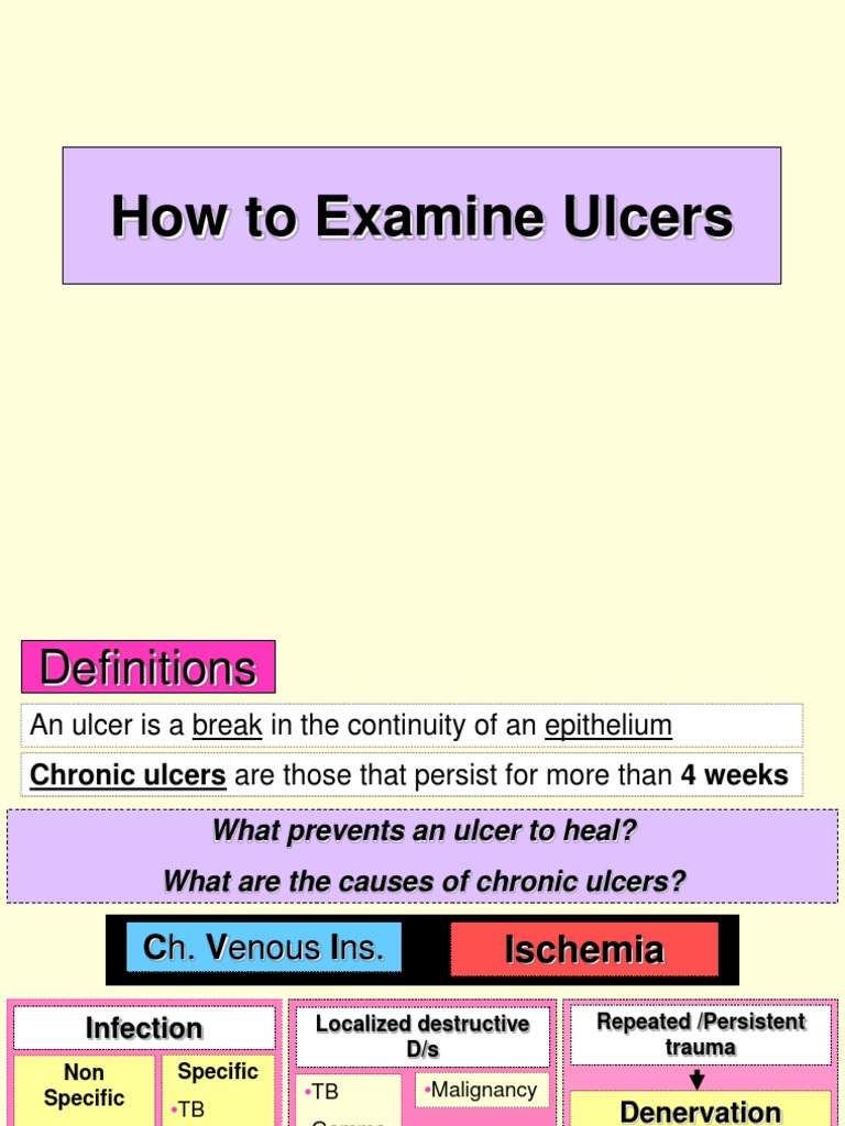 Ulcer Examination Techniques and Types | PDF | Ischemia | Clinical Medicine