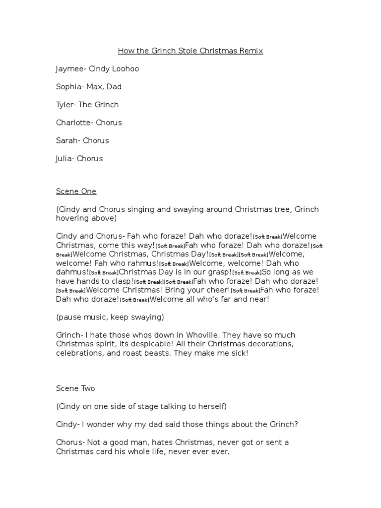 Grinch Christmas Remix Script | PDF | Christmas | Leisure