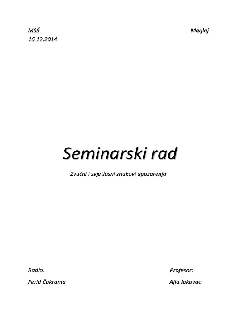 Zvucni I Svjetlosni Znakovi Upozorenja | PDF