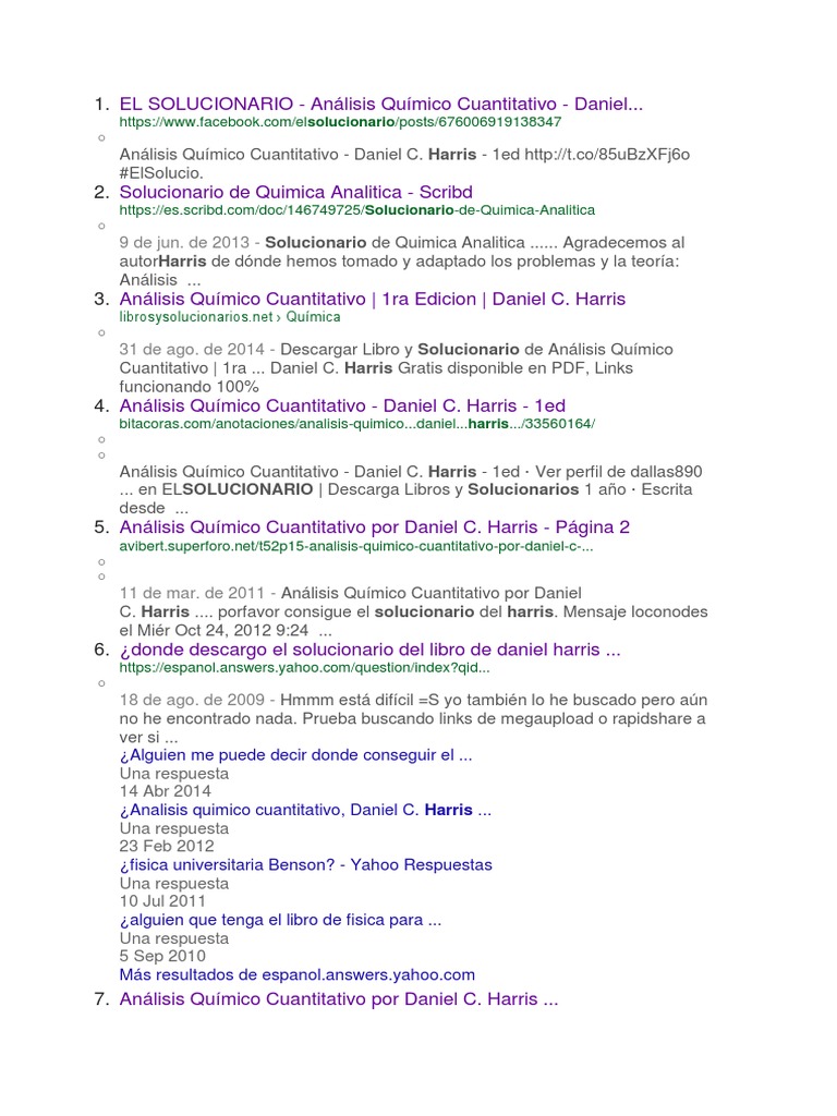 Solucionario de Análisis Químico Harris | PDF | Ciencia y matemáticas