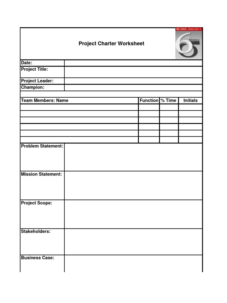Six Sigma Template Worksheets NCSU | PDF | Six Sigma | Stakeholder ...
