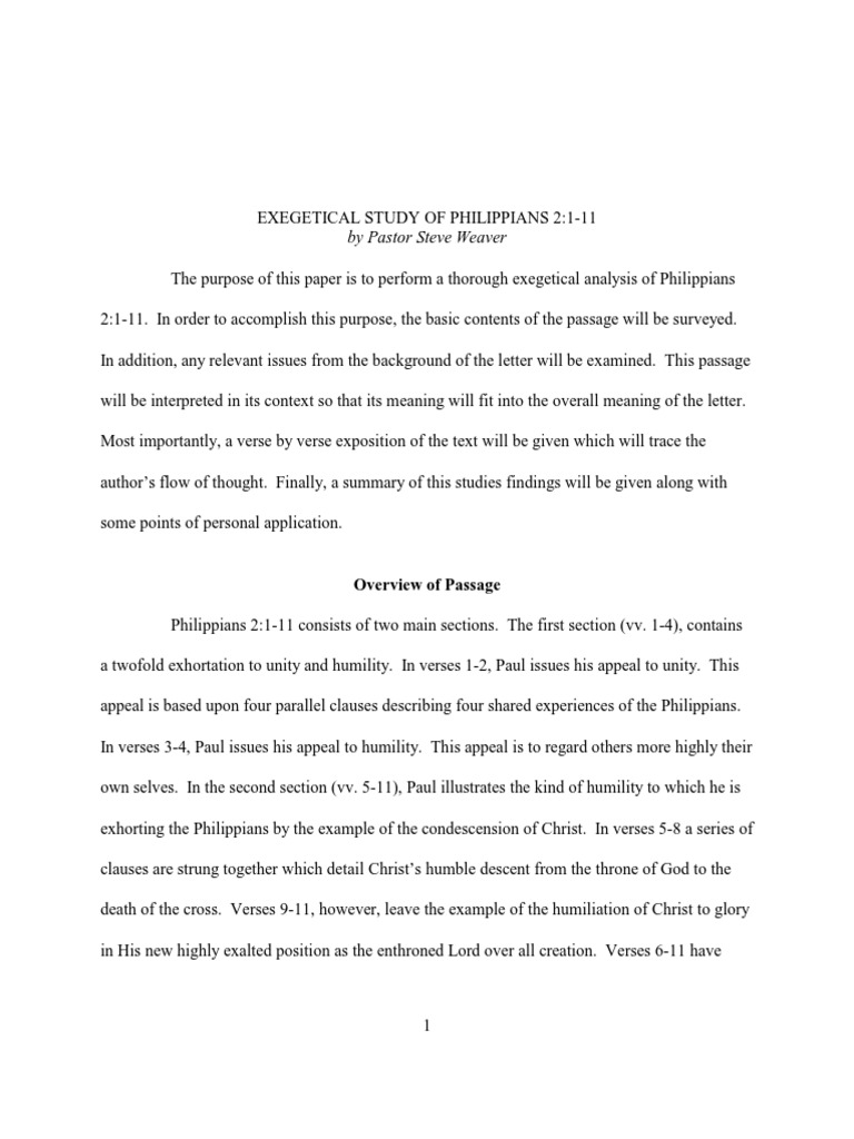 Exegetical Study of Philippians 2-1-11 | Download Free PDF | Epistle To ...