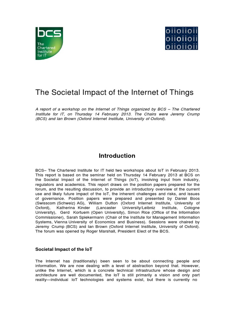 Societal Impact Report Feb13 PDF | PDF | Internet Of Things | Privacy