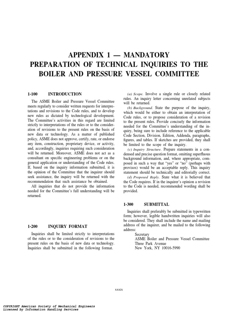 Appendix 1 - Mandatory Preparation of Technical Inquiries To The Boiler ...