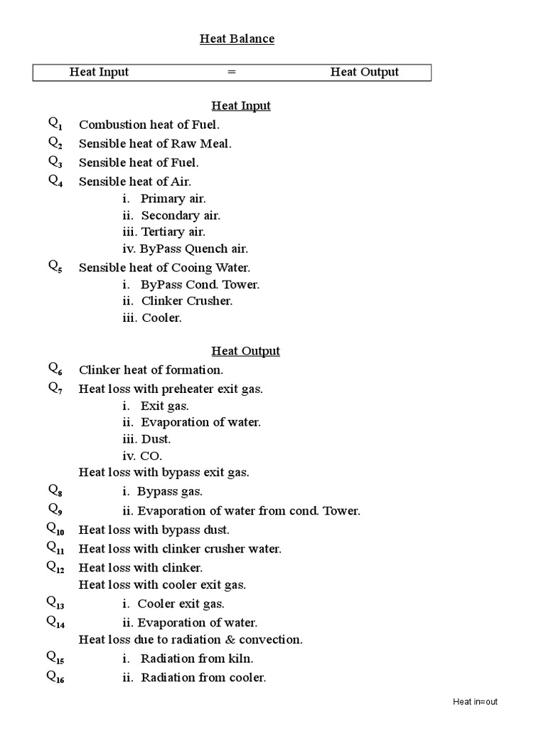 Heat Balance Calculation Overview | PDF