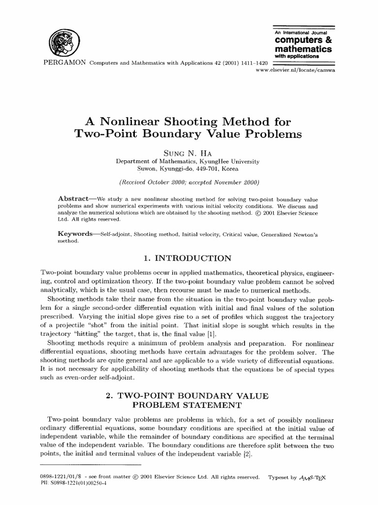 A Nonlinear Shooting Method For Two-Point Boundary Value Problems | PDF | Numerical Analysis ...