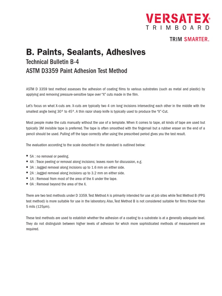 Astm D3359 B 4 Paints Sealants Adhesives Pdf