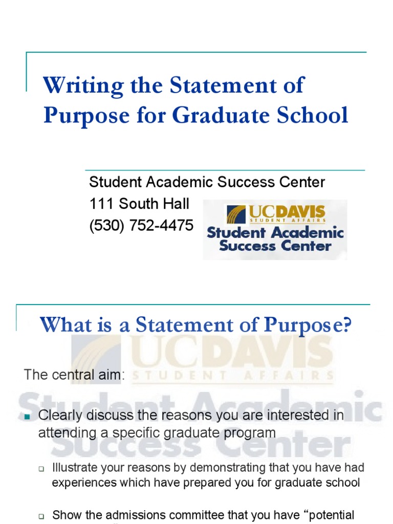 Statement of Purpose Workshop | PDF