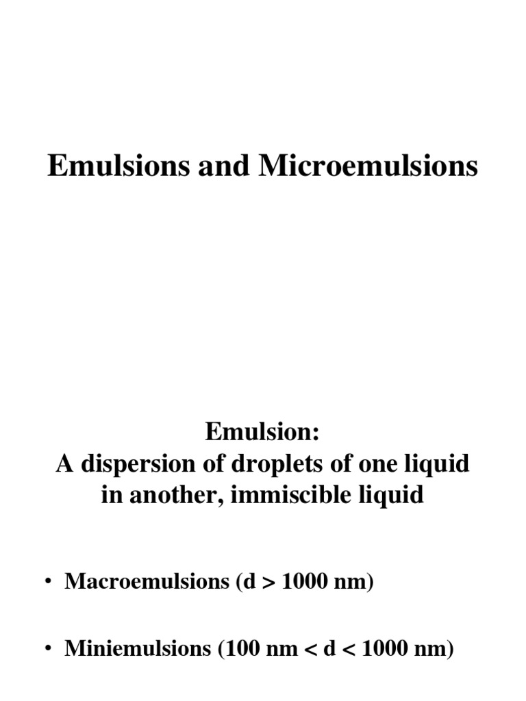 Macro and Micro Emulsion | PDF | Emulsion | Chemical Engineering
