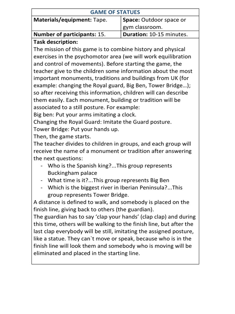 Game of Statues | PDF