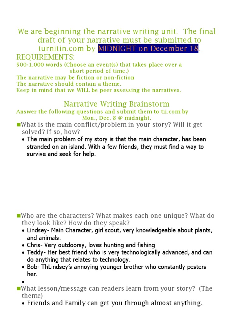 Narative Brainstorm | PDF