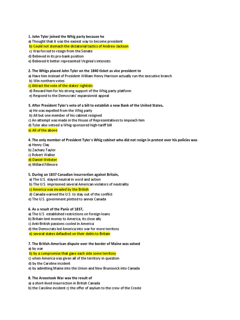 Analysis of a Multiple Choice Test on 19th Century American History ...