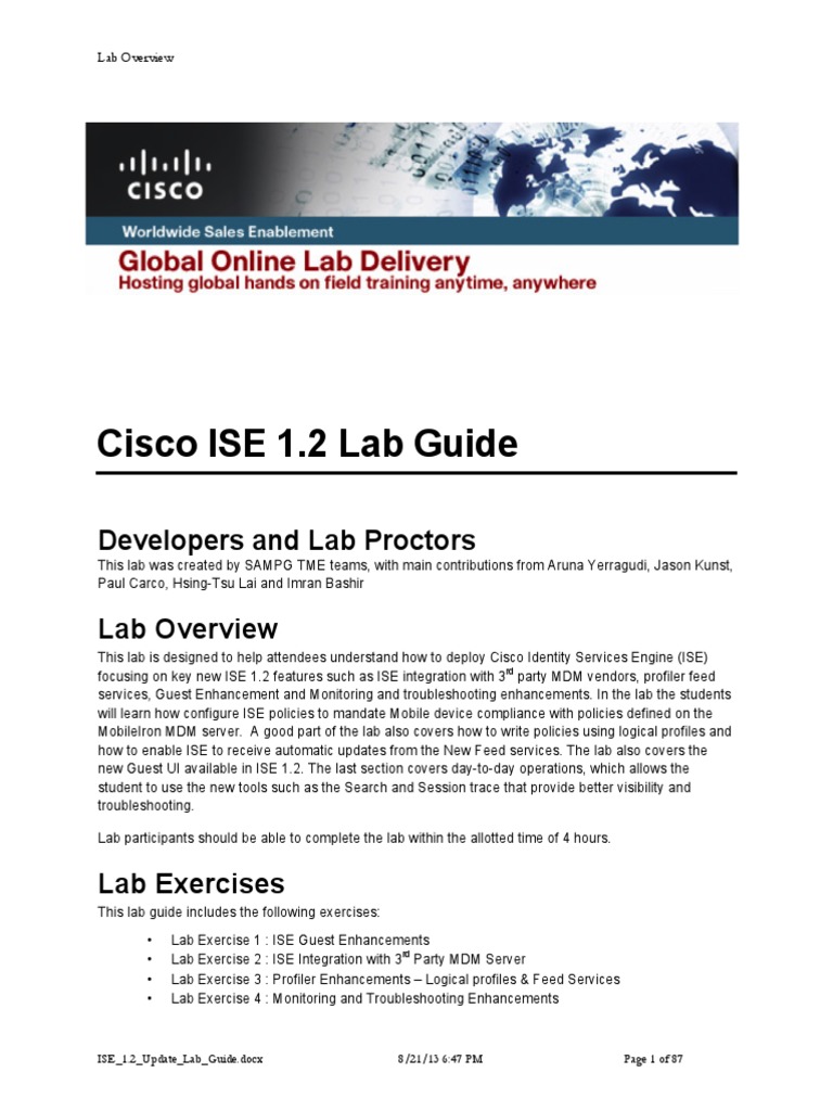 Lab Guide ISE 1 2 Update | PDF | Provisioning | Computer Network