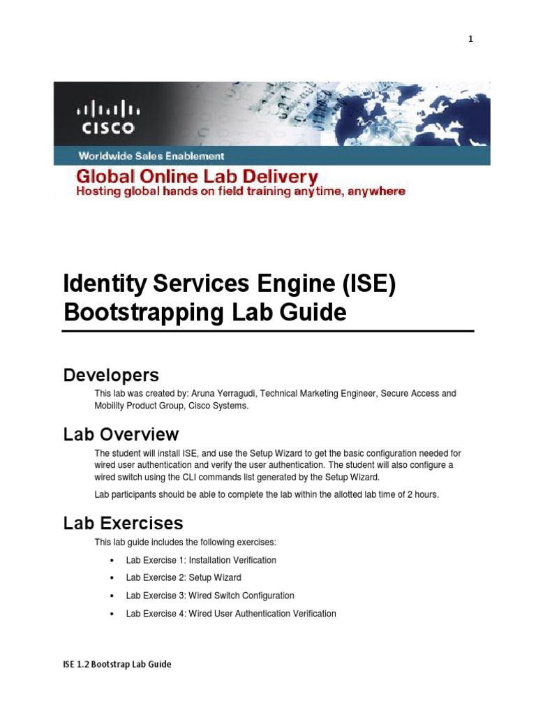 Lab Guide ISE 1 2 Bootstrap | PDF | Virtual Machine | Radius