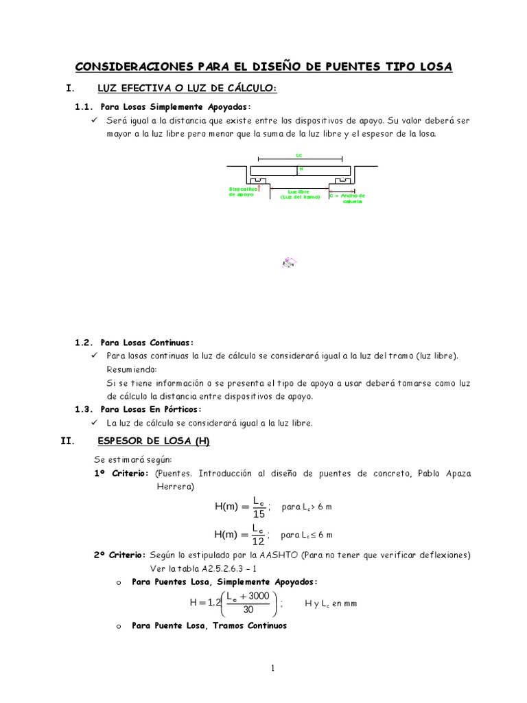 Diseño De Puente De Losa Pdf Eje Camión