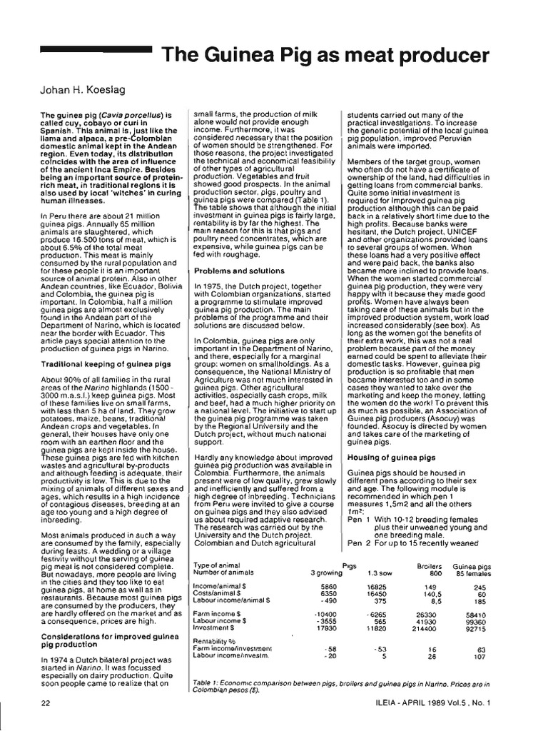 Guinea Pig Farming Study | Download Free PDF | Guinea Pig | Pig
