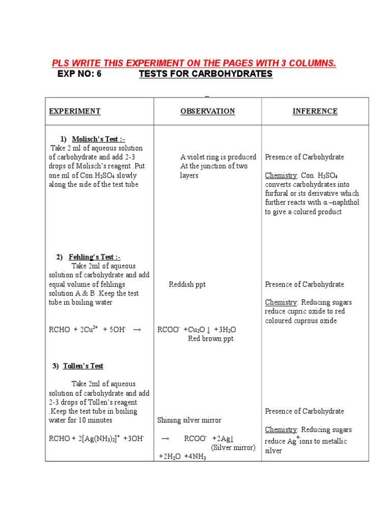 Carbohydrate and Protein Tests | PDF