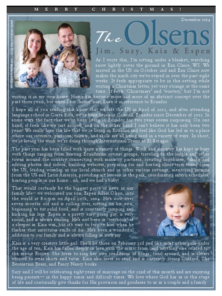 Olsen Family Christmas Update 2014 | PDF | Foreign Language Studies