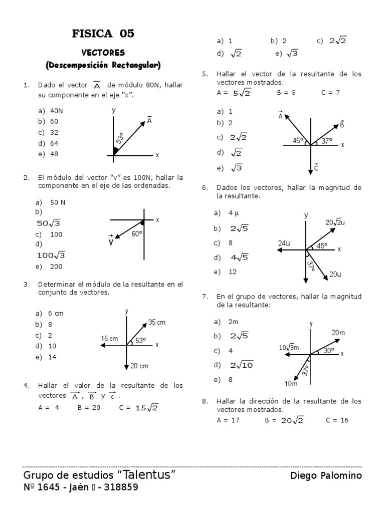 PRACTICA 05 - Vectores (Descomposición Rectangular) | PDF | Vector ...