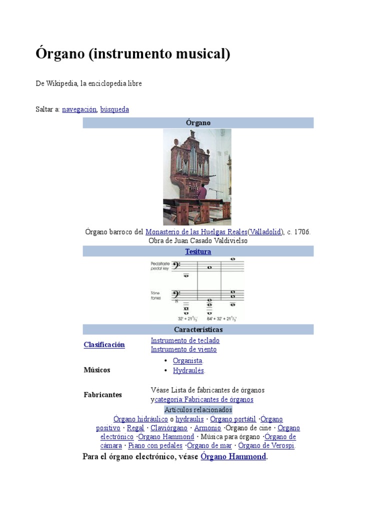 Órgano (Instrumento Musical) | PDF | Instrumentos de teclado ...