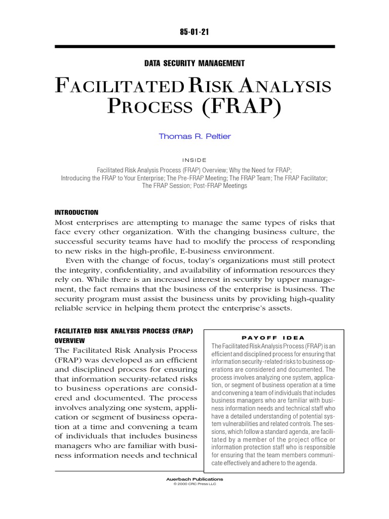 Facilitated Risk Analysis Process (Frap) | PDF | Business Process ...