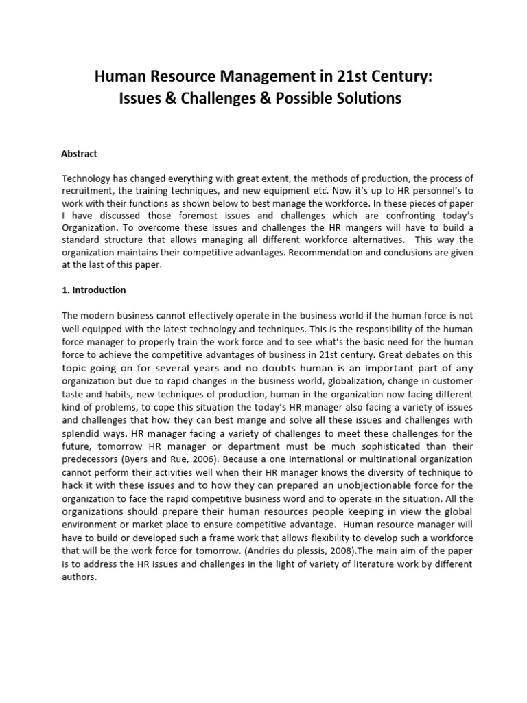 Human Resource Management in 21st Century PRINT | PDF | Human Resource ...