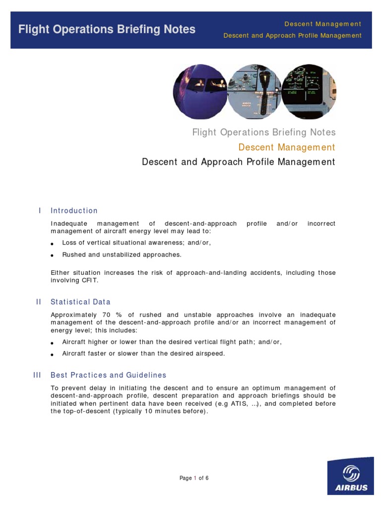 Flight Operations Briefing Notes - Descent Management - Descent and ...