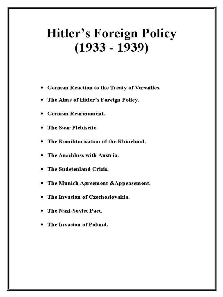 GCSE: Hitler's Foreign Policy | PDF | Nazi Germany | Adolf Hitler