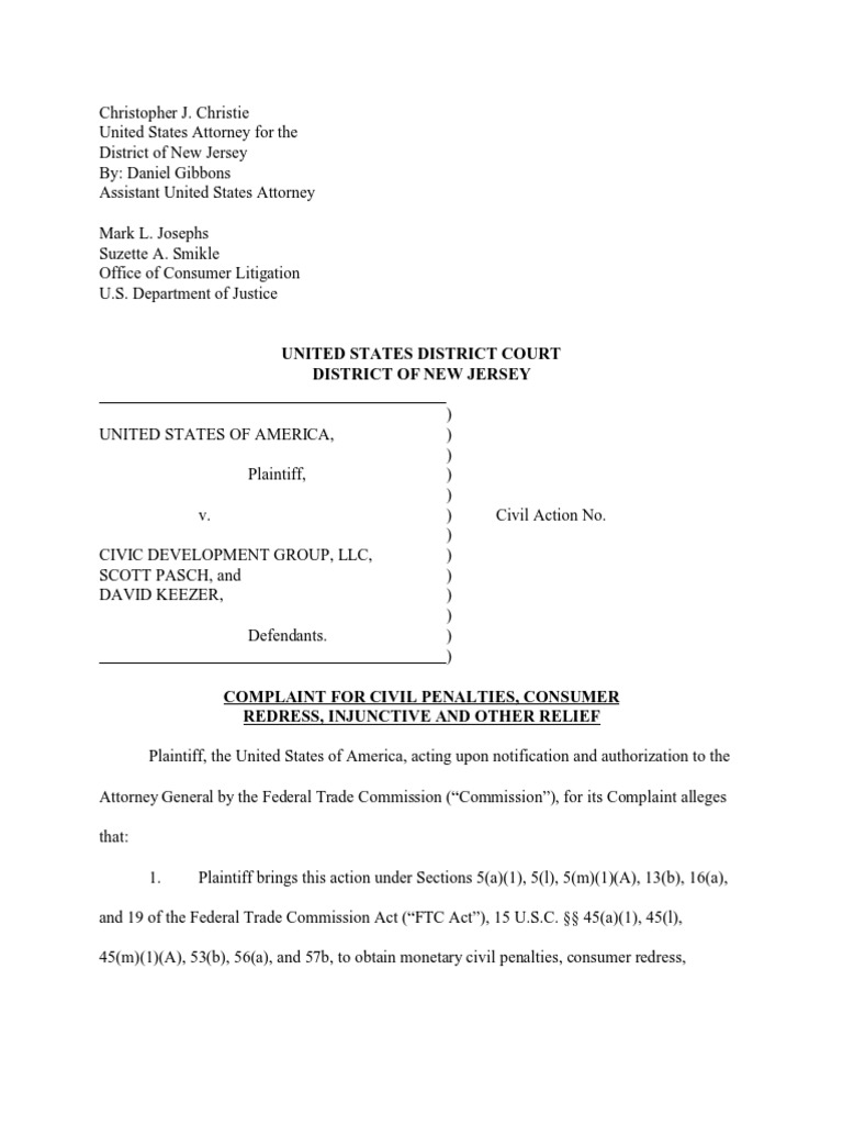 Civic Development Group Inc FTC 2007 Complaint Including Scott Pasch ...