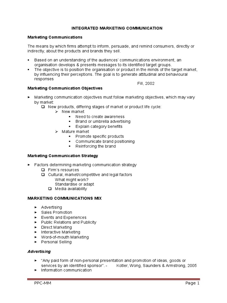 MM-Integrated Marketing Communication | PDF | Marketing Communications ...