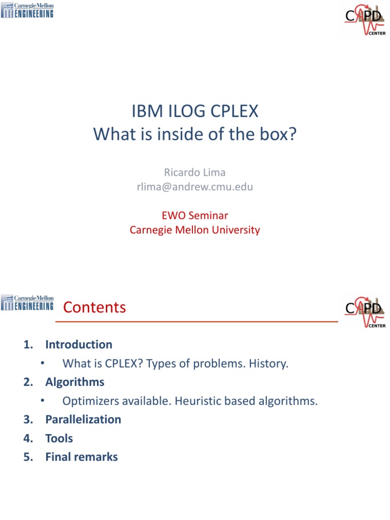 Overview of IBM ILOG CPLEX Features | PDF | Linear Programming | Mathematical Optimization