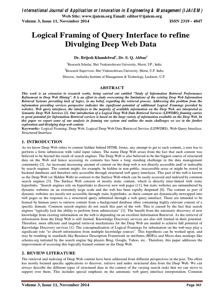 Logical Framing of Query Interface To Refine Divulging Deep Web Data | PDF | Information ...