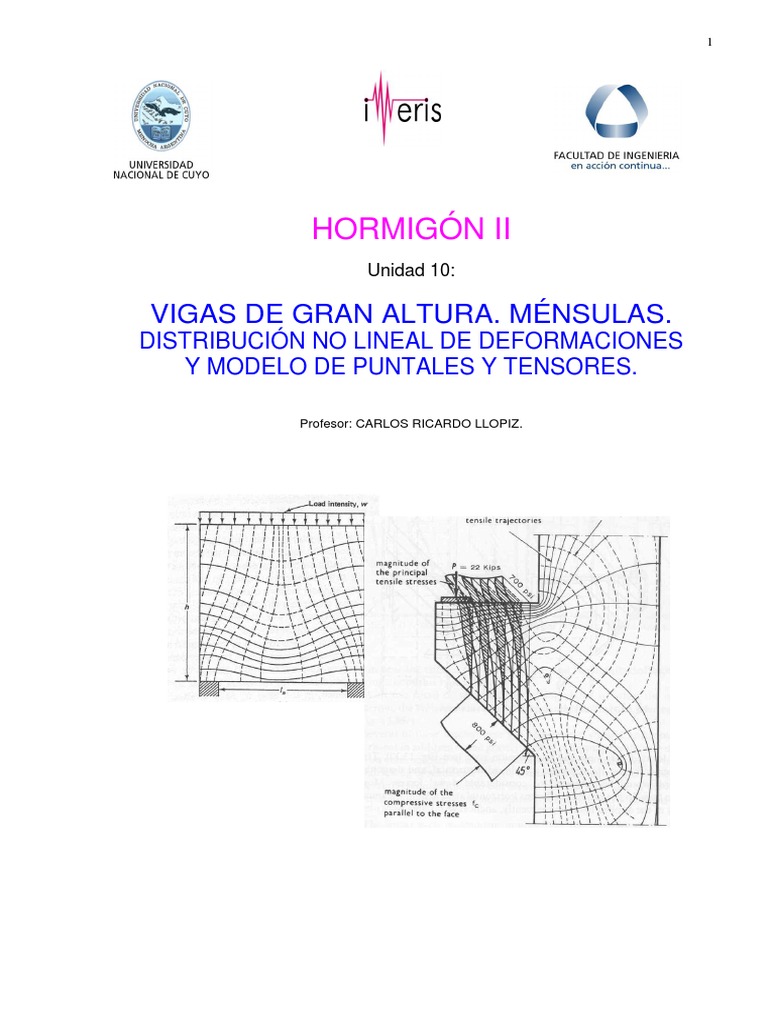 Vigas de Gran Altura. Ménsulas. Distribución No Lineal de Deformaciones y Modelo de Puntales y ...